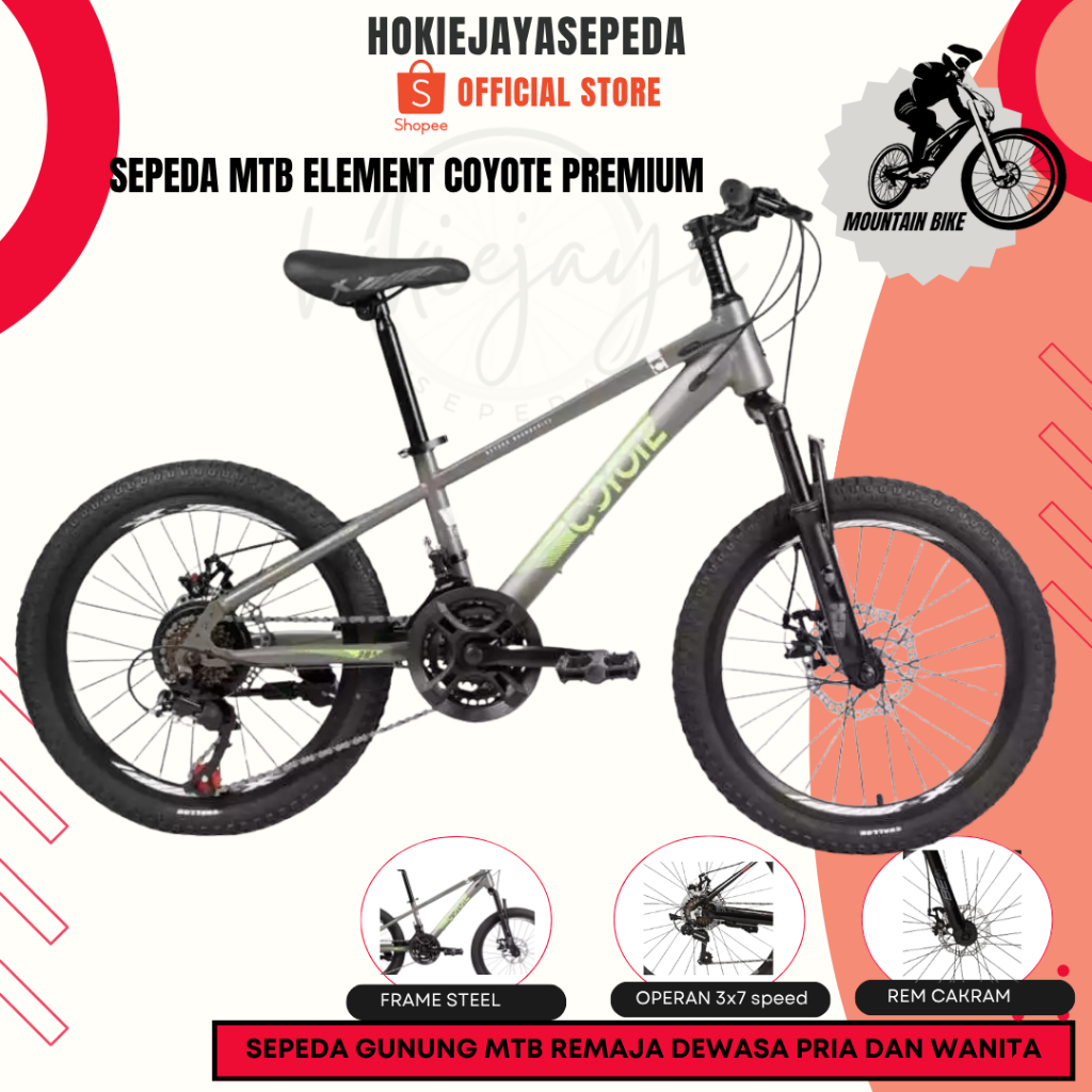 Jual Sepeda Gunung ELEMENT COYOTE 20 INCH OPERAN 21 SPEED Disc Brake ...