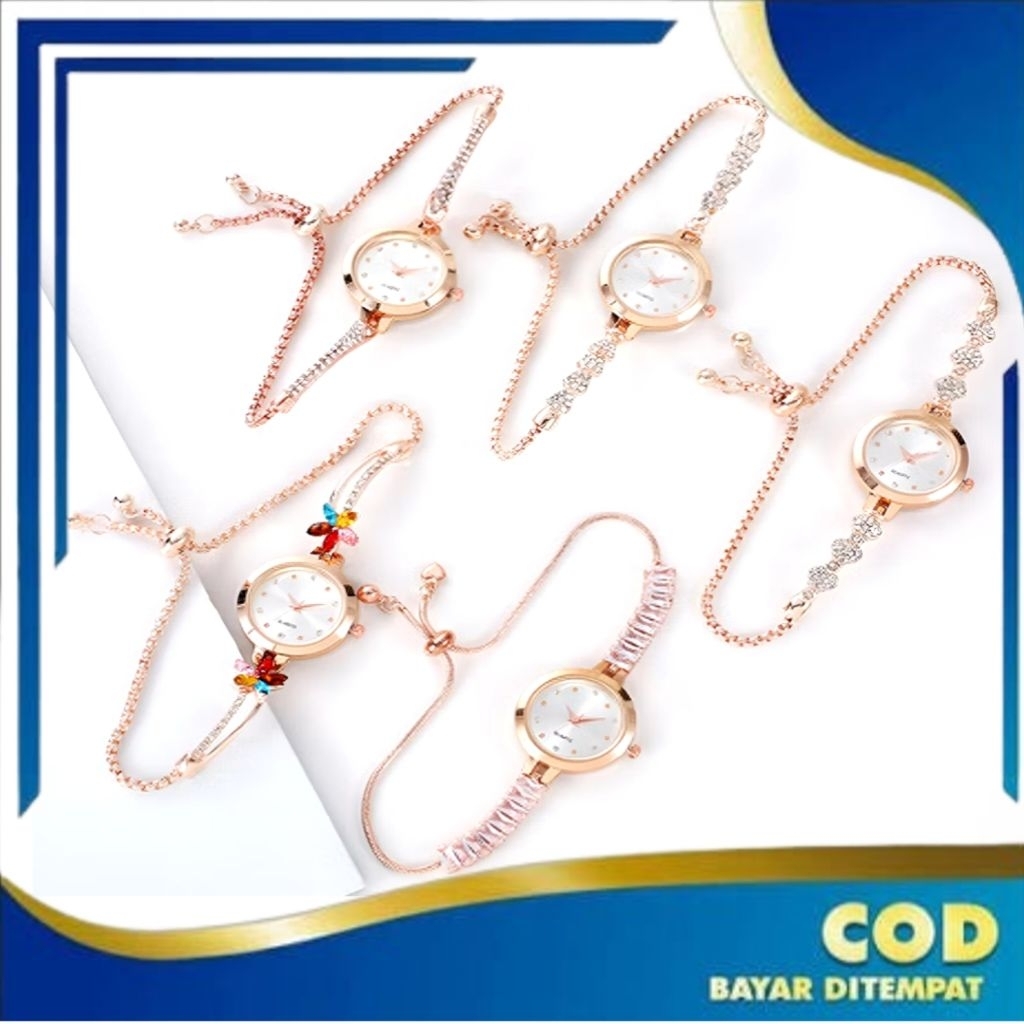 Jual Jam Tangan Wanita Serut Mewah Elegant Gelang Serut Adjustable ...