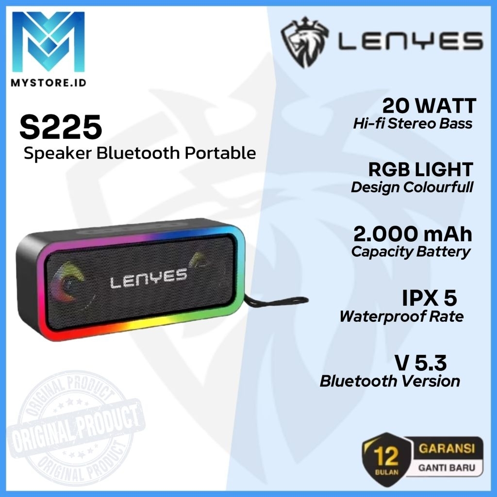 Jual LENYES S225 Speaker 20W Wireless Portable Bluetooth 5.3 TWS RGB ...