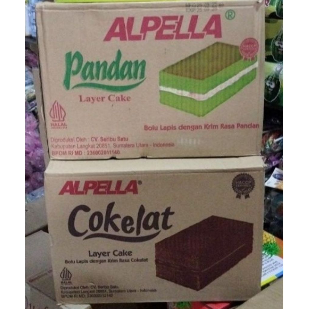 Jual BOLU ALPELLA COKLAT/PANDAN ISI 6 BOX @24PCS (PER DUS) | Shopee ...