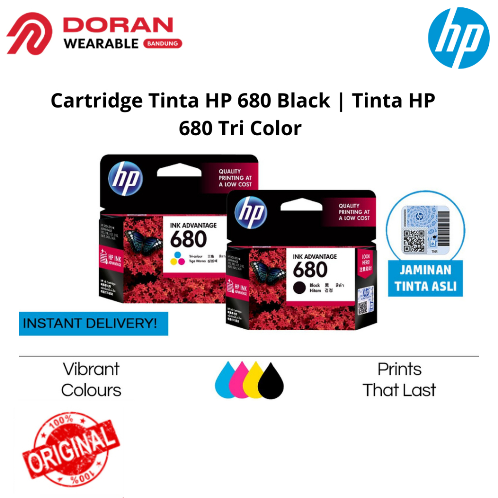 Jual HP Tinta Cartridge 680 Black | Tinta HP 680 Tri Color Original Ink ...