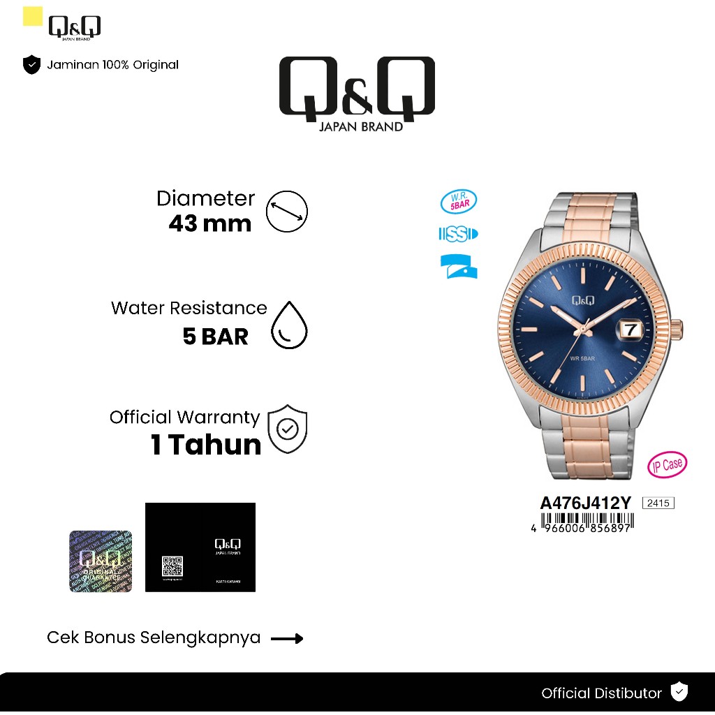 Jual Q&Q QnQ QQ Original Jam Tangan Pria Analog Rantai Stainless Steel ...