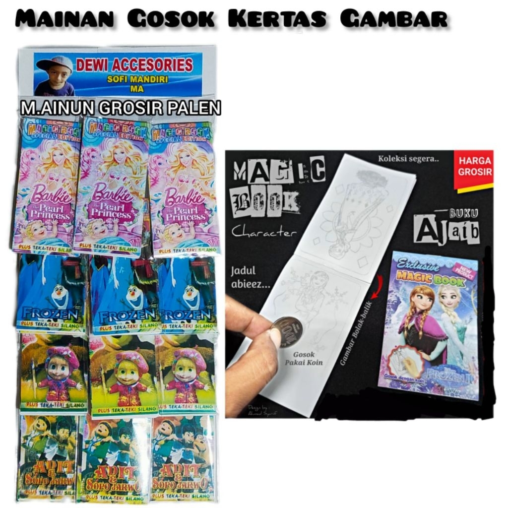 Jual Mainan Gosok Kertas Gambar Magic Book Scratch / Buku Ajaib Koin ...