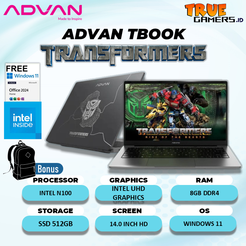Jual Laptop Advan TBook Intel N100 8GB RAM 640 SSD Windows 11 + Office ...