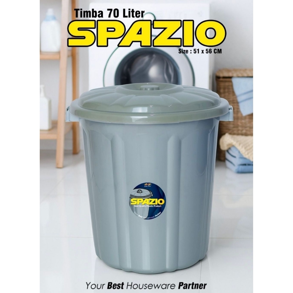 Jual Timba Air Jumbo Plastik Tebal + Tutup Spazio Surya Plast 70 Liter ...
