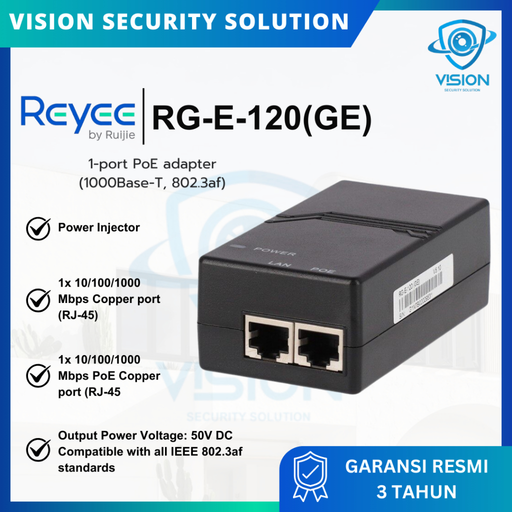 Jual Ruijie Reyee RG-E-120(GE) Power Over Ethernet Adaptor Injector POE ...