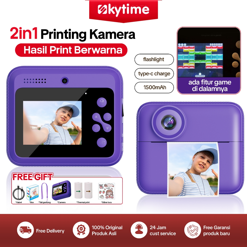 Jual Skytime Kamera Cetak Color Camera Digital Mini Instant Print Dual ...