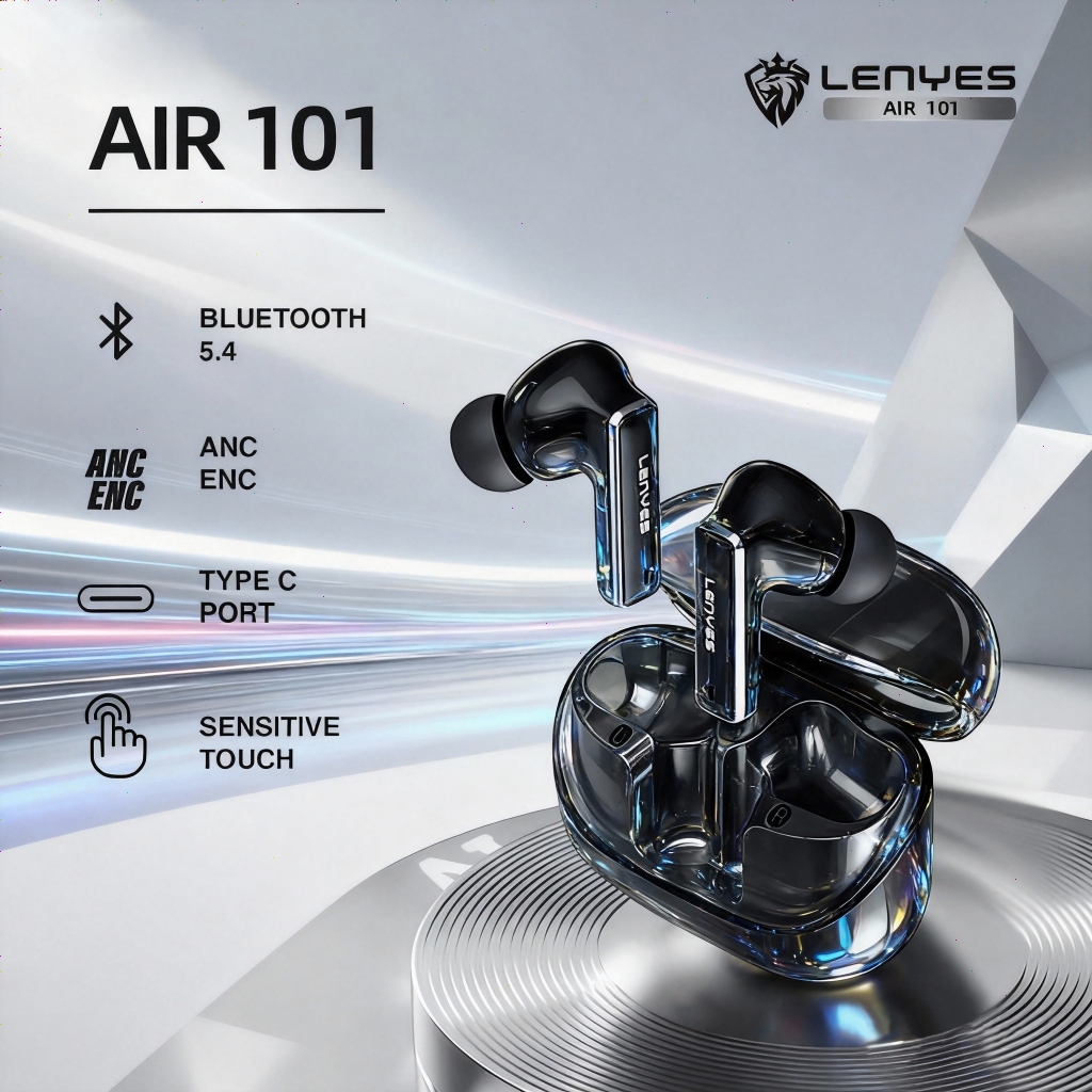 Jual 2025New launch LENYES AIR 101 TWS Wireless Earphone Bluetooth 5.4 ...