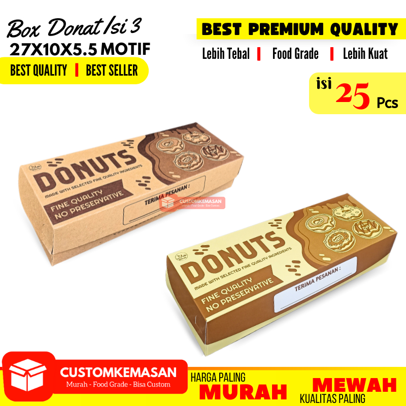 Jual Box Donat Isi 3 Motif isi 25 / Dus Donat / Kemasan Donat / Dus ...