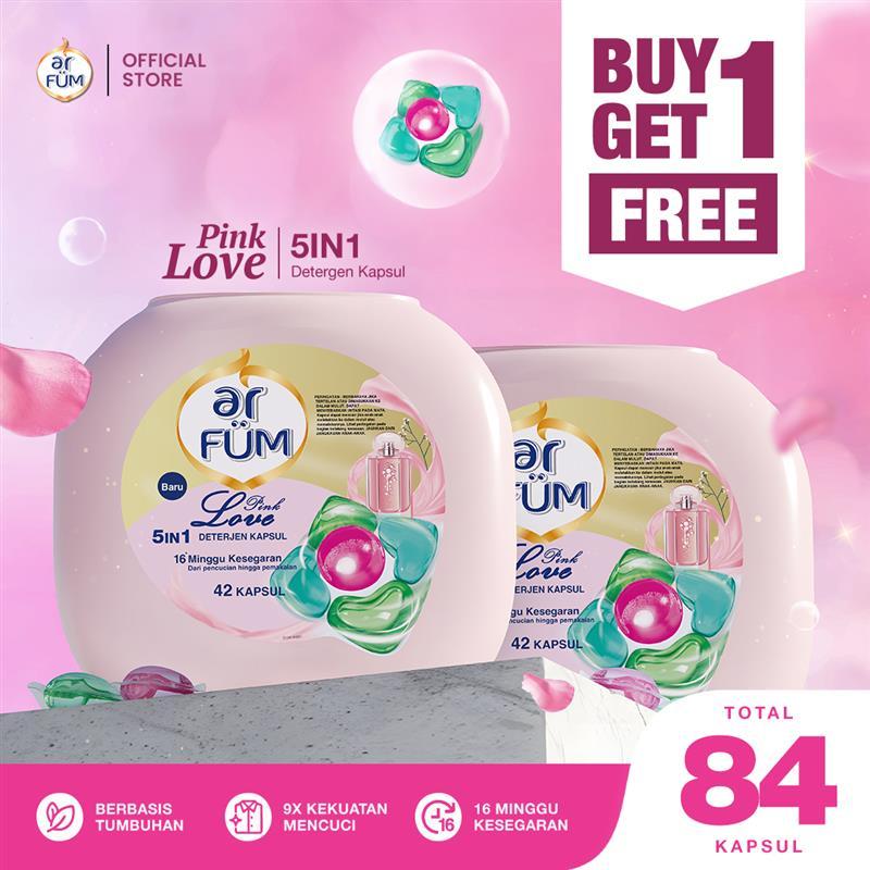 Jual BUY 1 GET 1 ar FUM 5in 1 Detergen Kapsul 84pcs - Pink Love ...