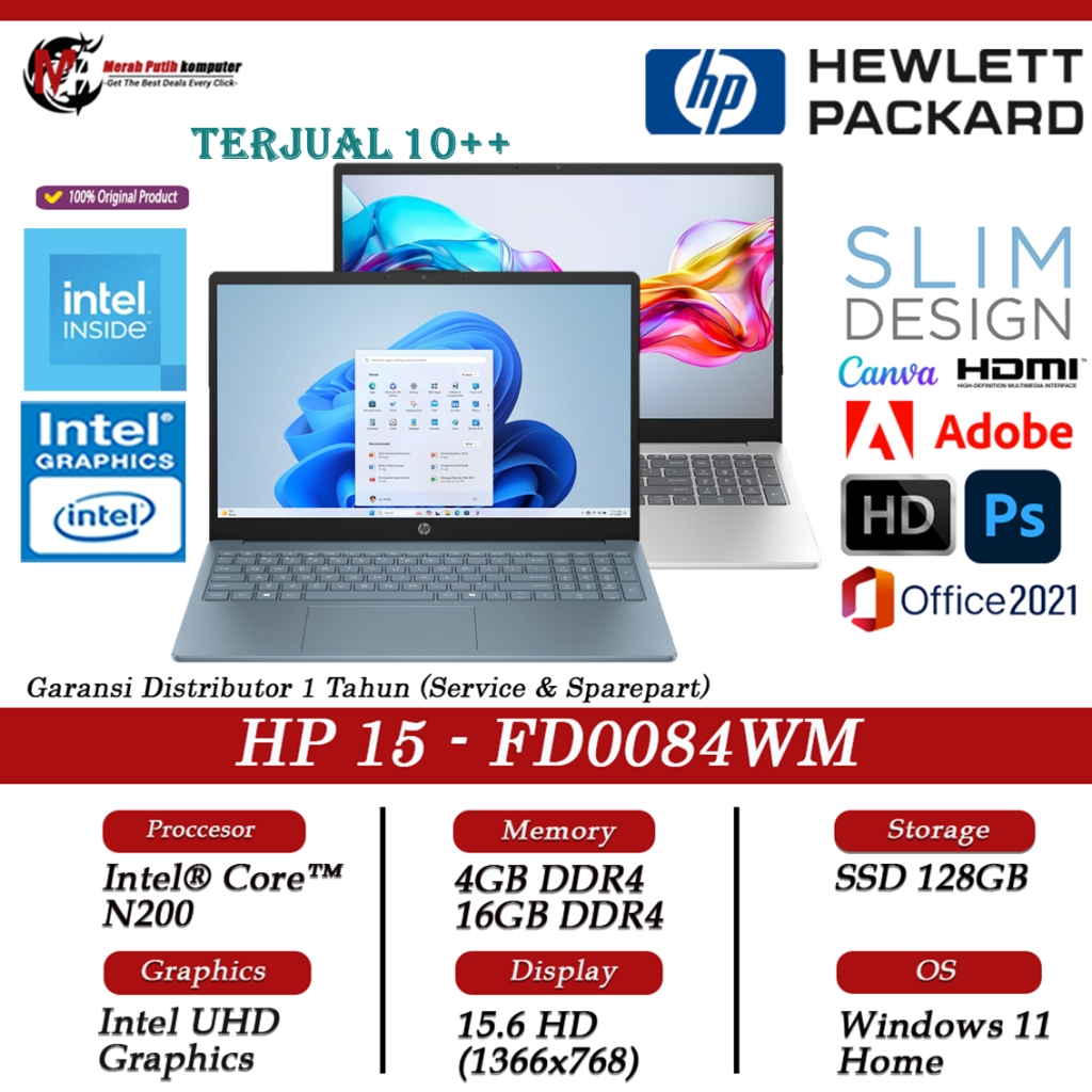 Jual Promo Laptop HP Intel Core N200 16GB 128GB SSD 15.6 Inchi ...