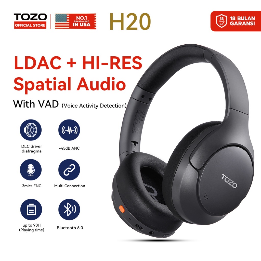 Jual TOZO H20 LDAC Hi-Res 360 Spatial Audio Wireless Bluetooth ...