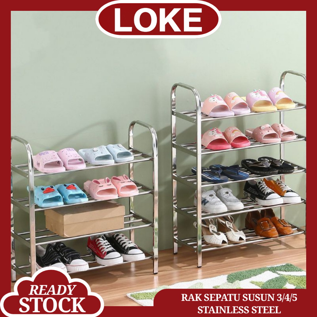 Jual LOKE Rak Sepatu Susun Rak Sepatu Tingkat / Tempat Sepatu Sendal ...