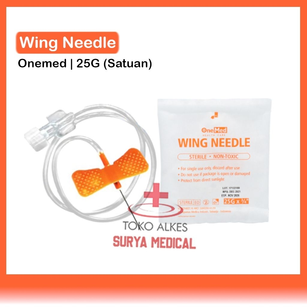 Jual Wing Needle OneMed Scalp Vein Jarum Infus Model Kupu-Kupu 23G 25G ...