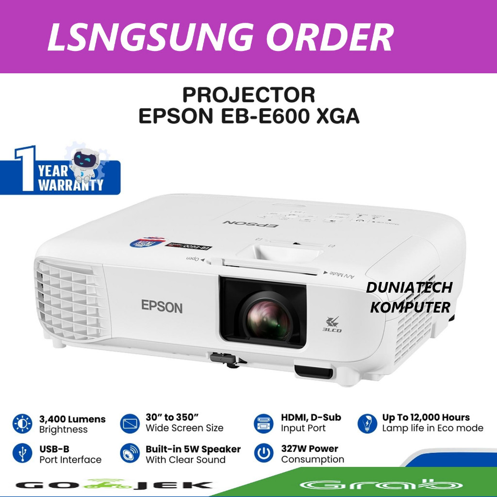 Jual Projector Epson EB-E600 XGA 3LCD 3400 Lumens Tkdn | Shopee Indonesia