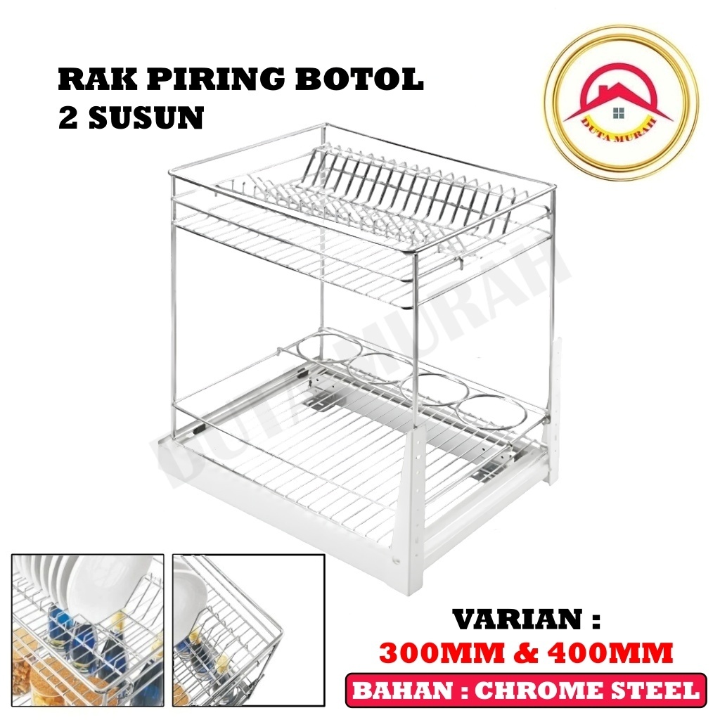 Jual Rak Piring Botol Kitchen Set Bawah Tingkat 2 | Shopee Indonesia