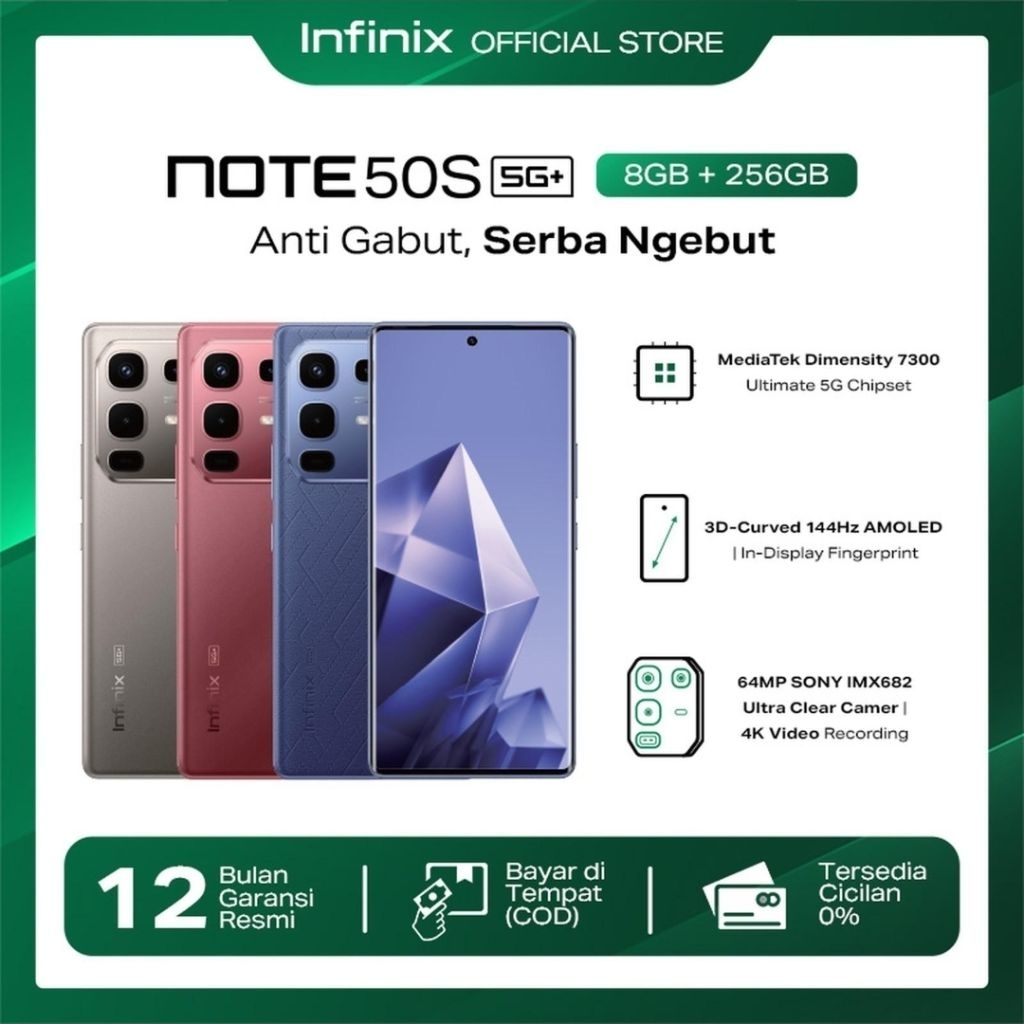 Jual Infinix Note 50S 5G+ Ram 8/256Gb Original & Garansi Resmi Infinix ...