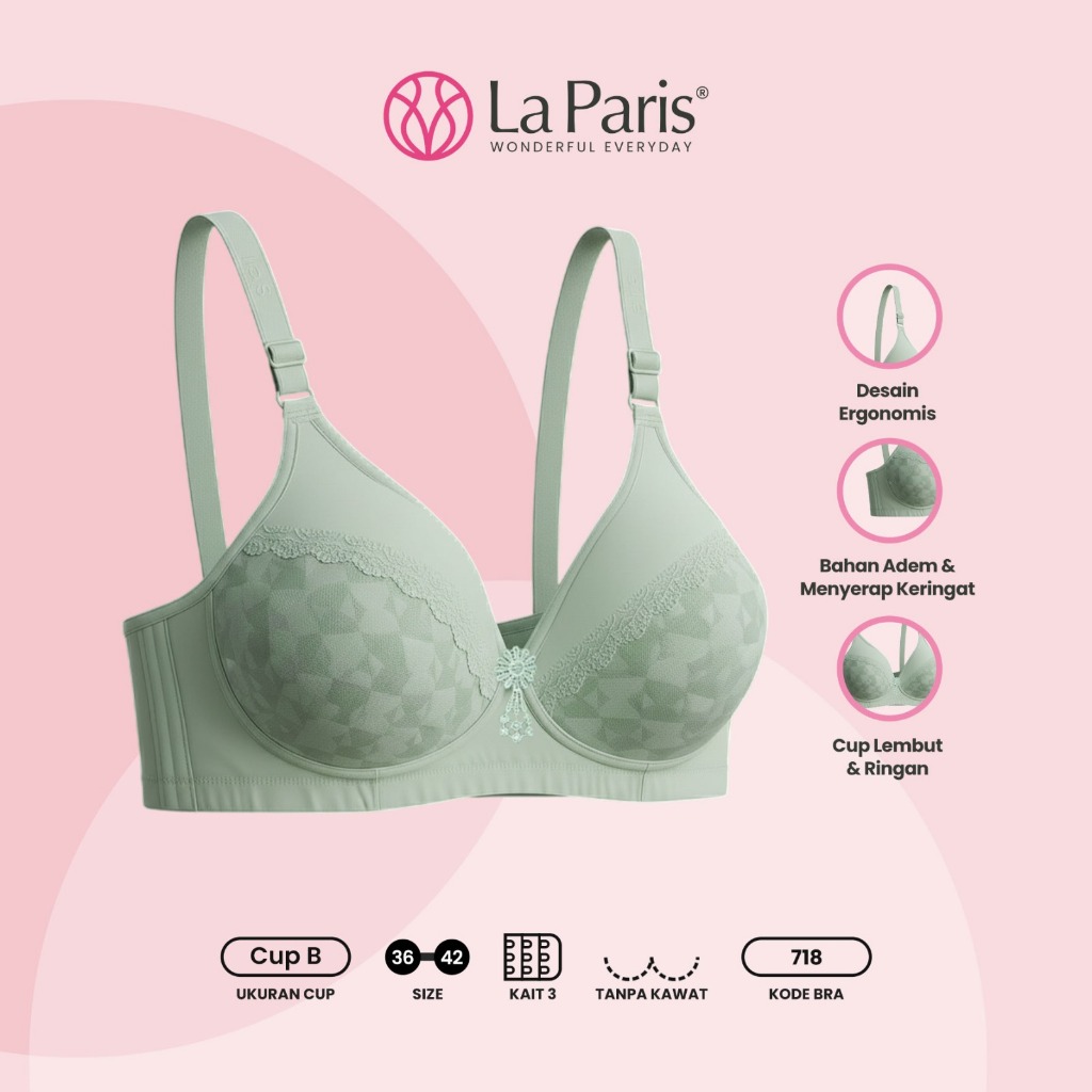 Jual LA PARIS Bra Fashion Soft Breathable Tanpa Kawat Kait 3 36 - 42 ...