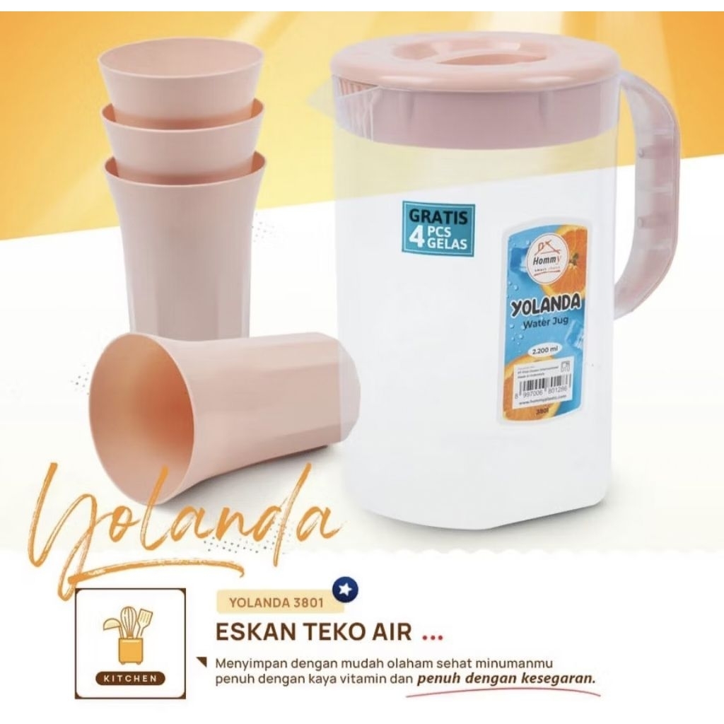 Jual Hommy-Eskan Set Yolanda 2.2Liter free 4Gelas/Teko Plastik Premium ...