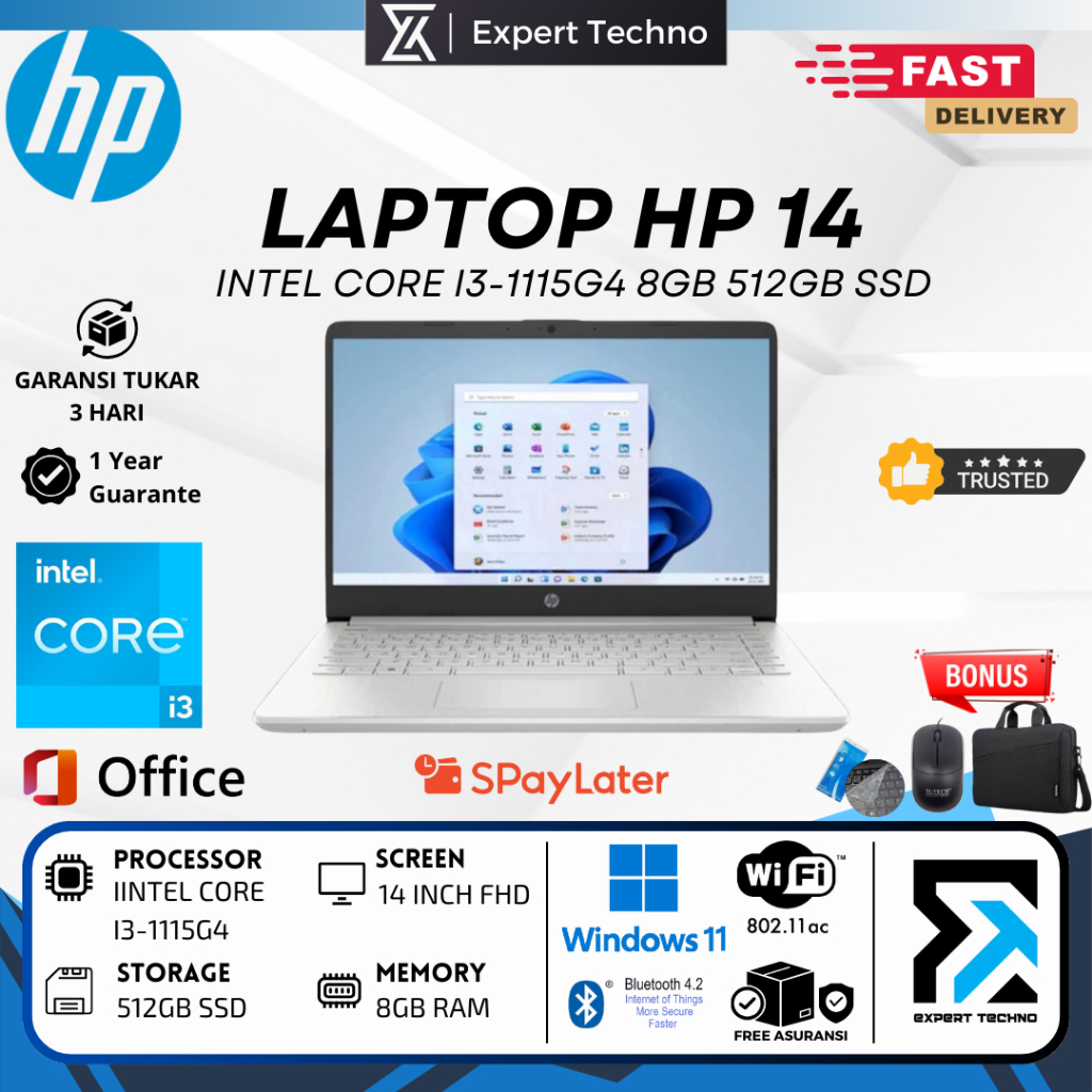 Jual Laptop Hp 14 Intel Core I3-1115G4 - 8GB RAM 512GB SSD 14 INCH ...