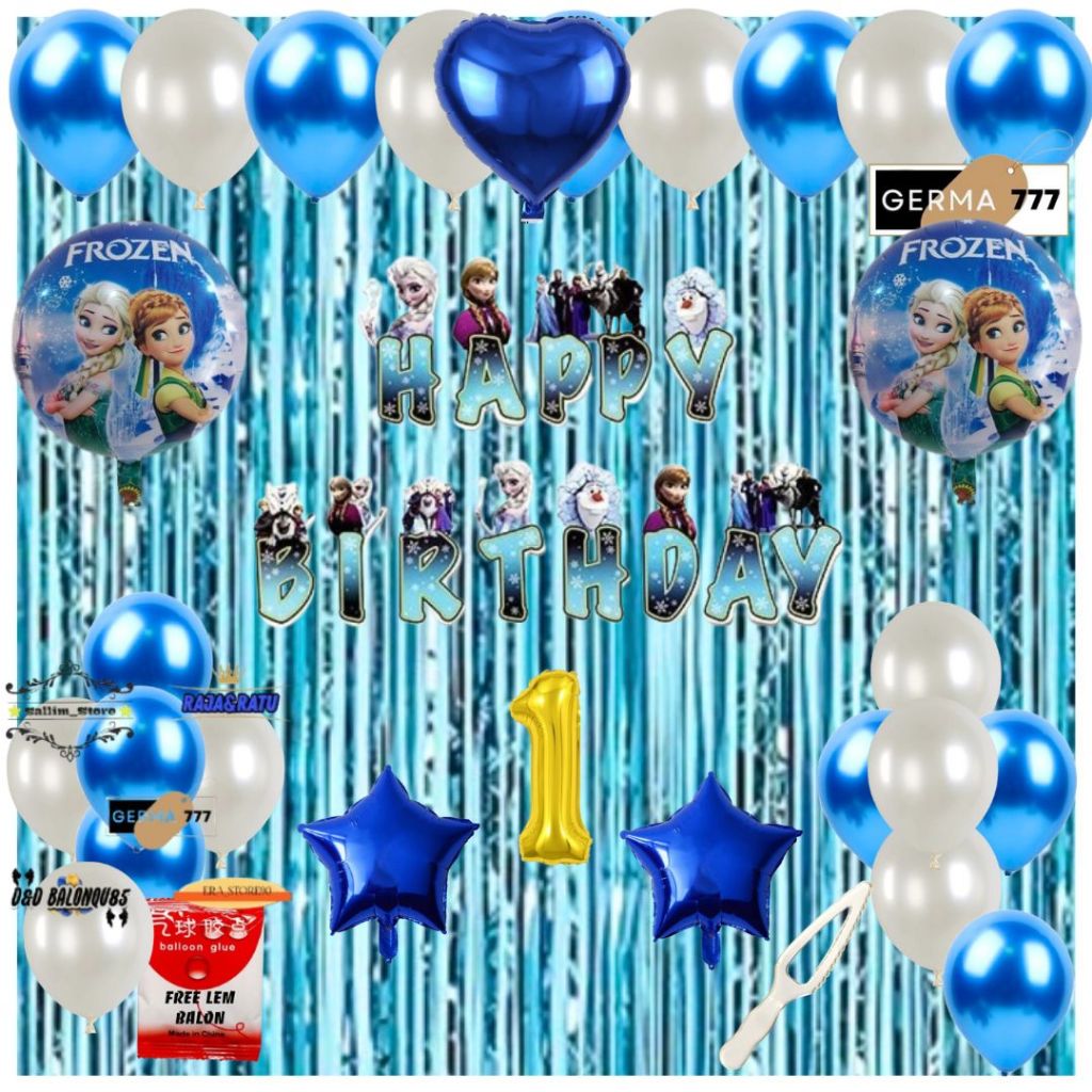 Jual Paket Dekorasi Ulang Tahun Anak Banner Happy Birthday Frozen Balon ...