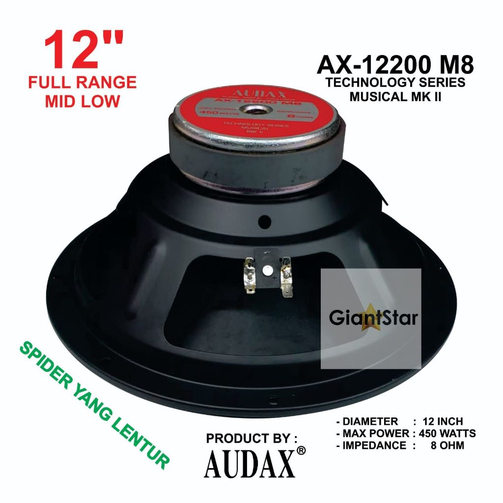 Jual SPEAKER AUDAX AX 12200 M8 FULL RANGE 12in 12 inch 450 WATT 12200 ...