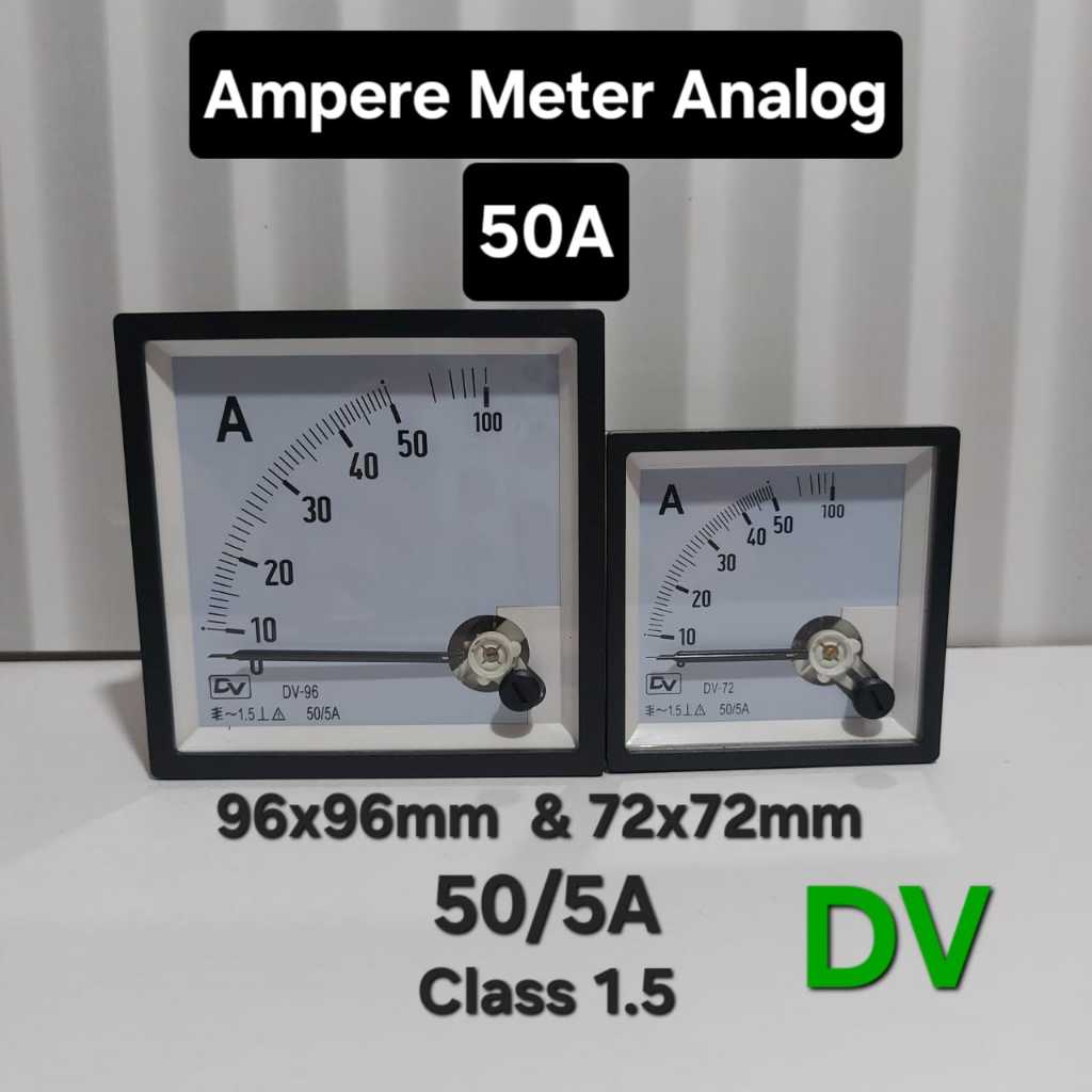 Jual Ampere Meter Analog 50A/ Ampere meter 96x96mm / 72x72 | Shopee ...