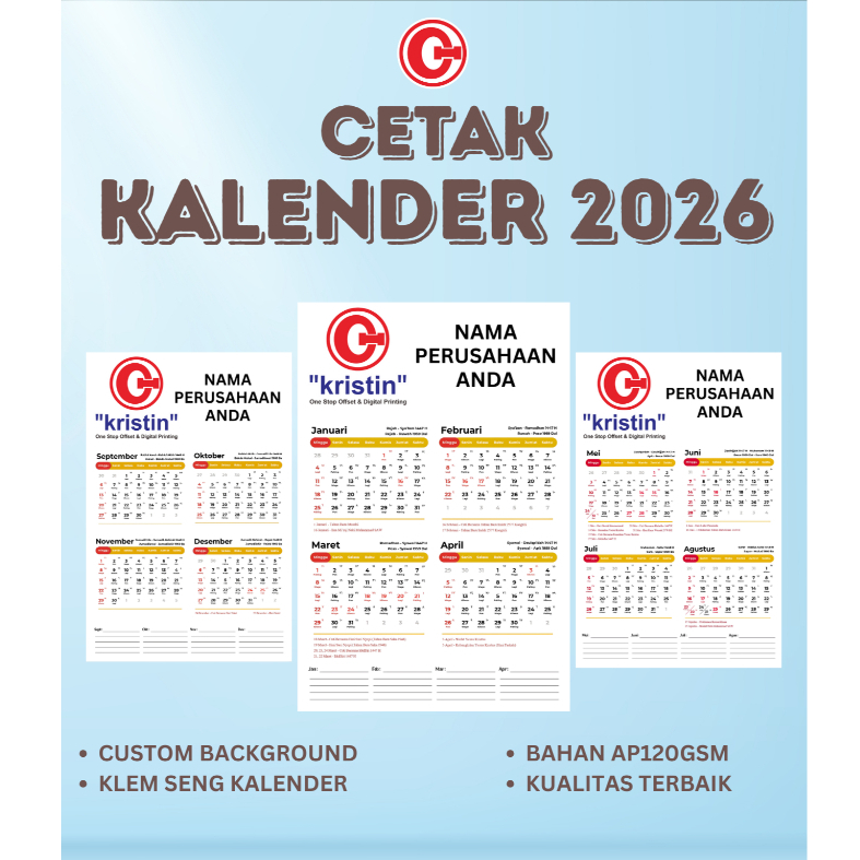 Jual Kalender 2026 Custom Ap120 Klep Klip Kalender Cetak Kalender Murah ...