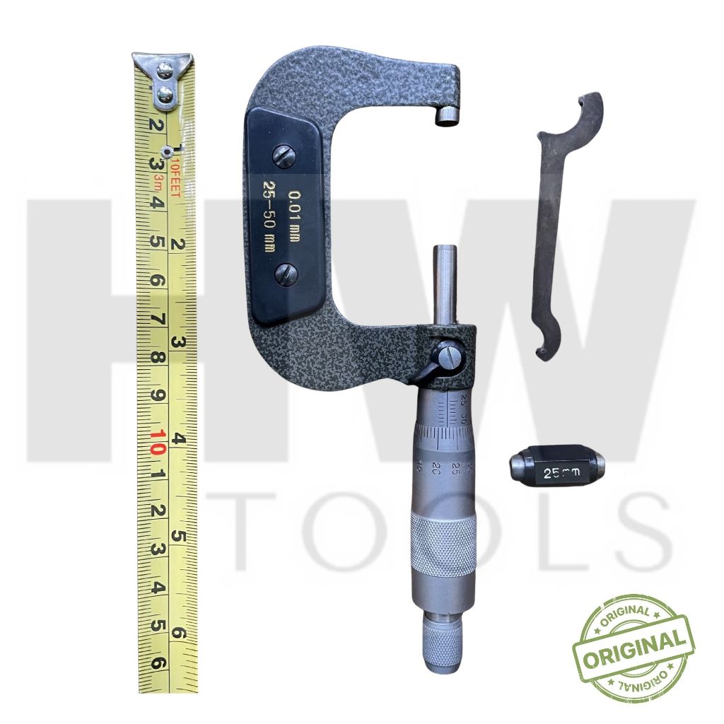 Jual Micrometer Outside 25–50 mm Akurasi 0.01 mm Mikrometer Luar Alat ...