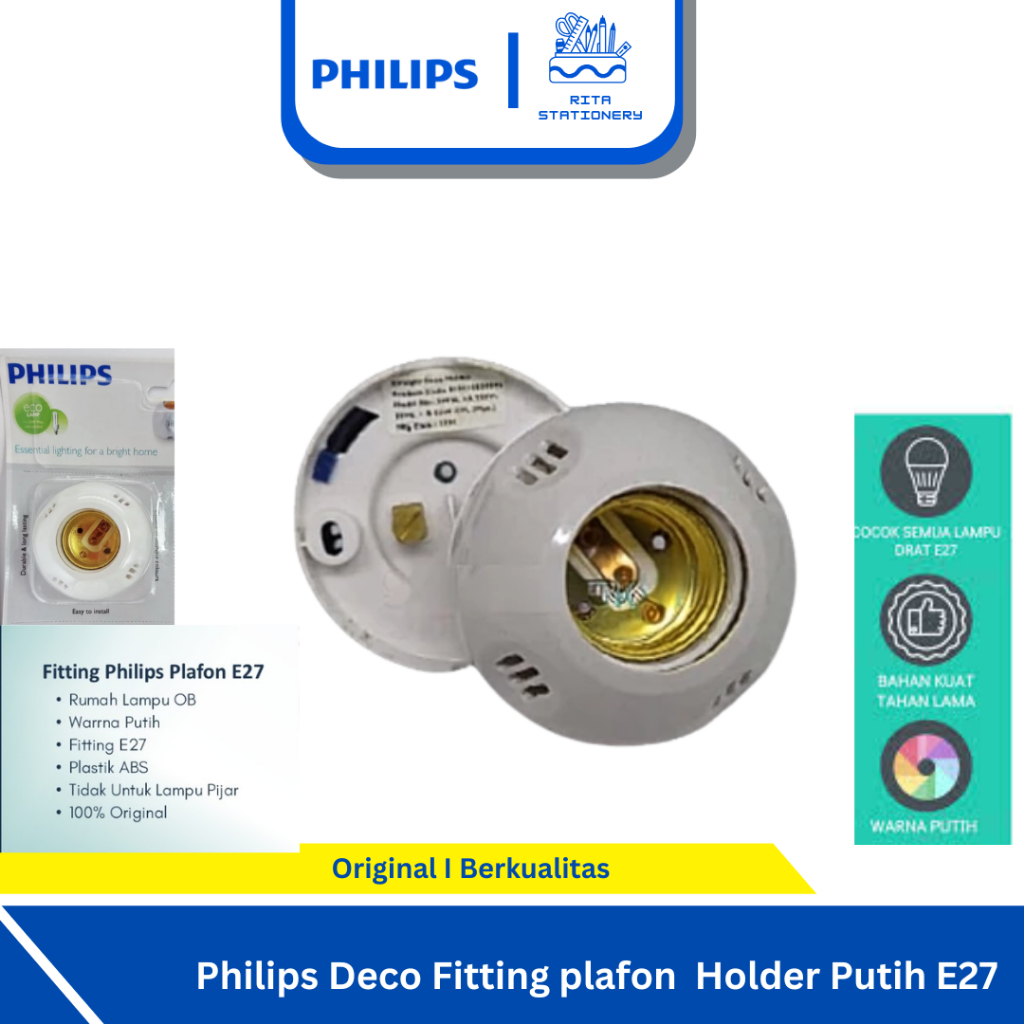 Jual Philips Deco Fitting Lampu plafon putih E27 | Shopee Indonesia