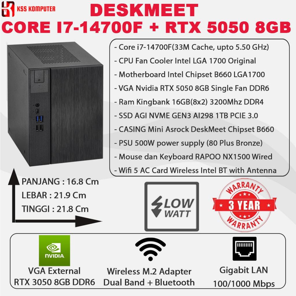 Jual [NEW] Asrock Desk Meet Core i7 14700 + RTX 5050 8GB + NVME 1TB ...