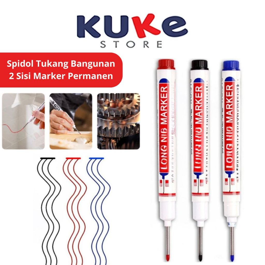 Jual KUKE Spidol Tukang 2 Sisi 20mm / Long Nib Tip Marker / Pulpen ...