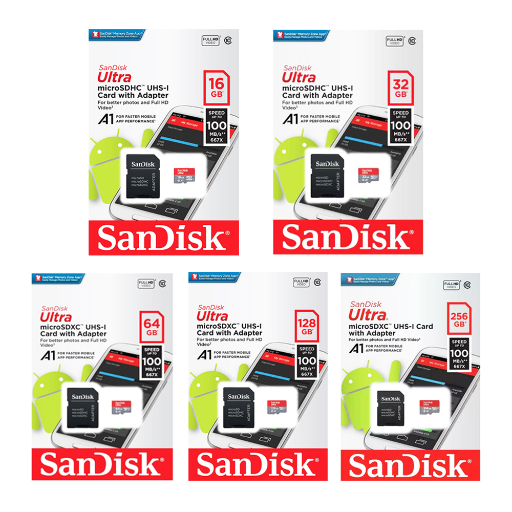 Jual MICRO SD SANDISK ULTRA 16GB 32GB 64GB 128GB 256GB A1 SDHC CLASS 10 ...