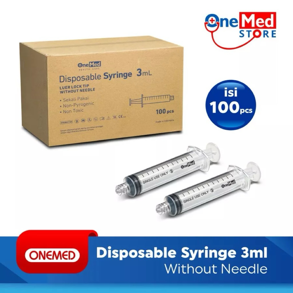 Jual Spuit 3 CC Onemed / isi 100 pcs Harga per Box | Shopee Indonesia