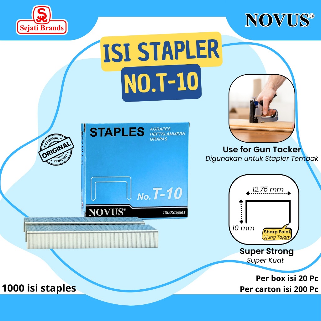 Jual NOVUS Isi Stapler No. T-10 | Isi Staples 10 mm | Isi Stapler ...