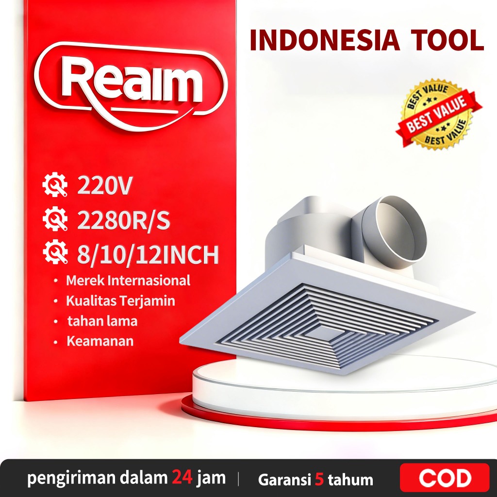 Jual REAIM Ducting Exhaust Fan Plafon 12 Inch kipas angin blower atap ...