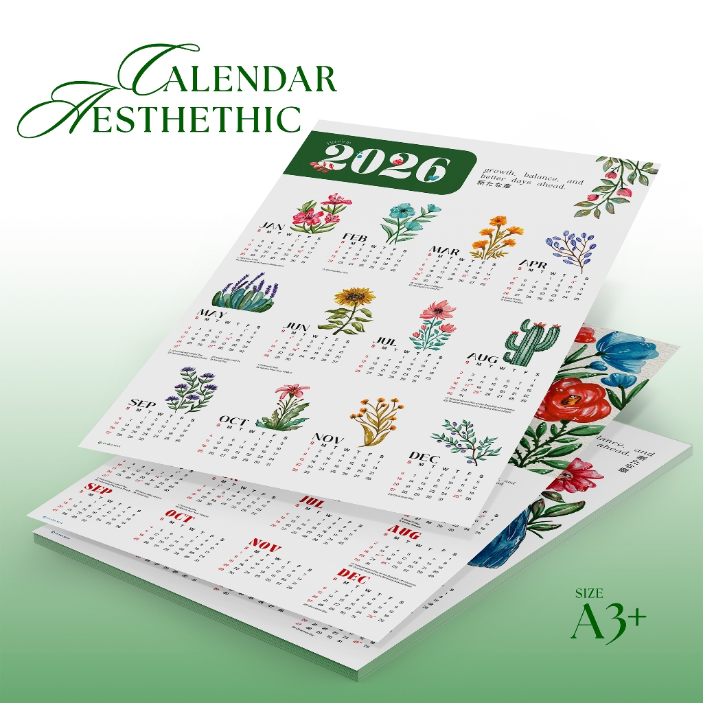Jual Kalender 2026 Flower / Calendar Aesthetic / Colorful / Vibrance ...