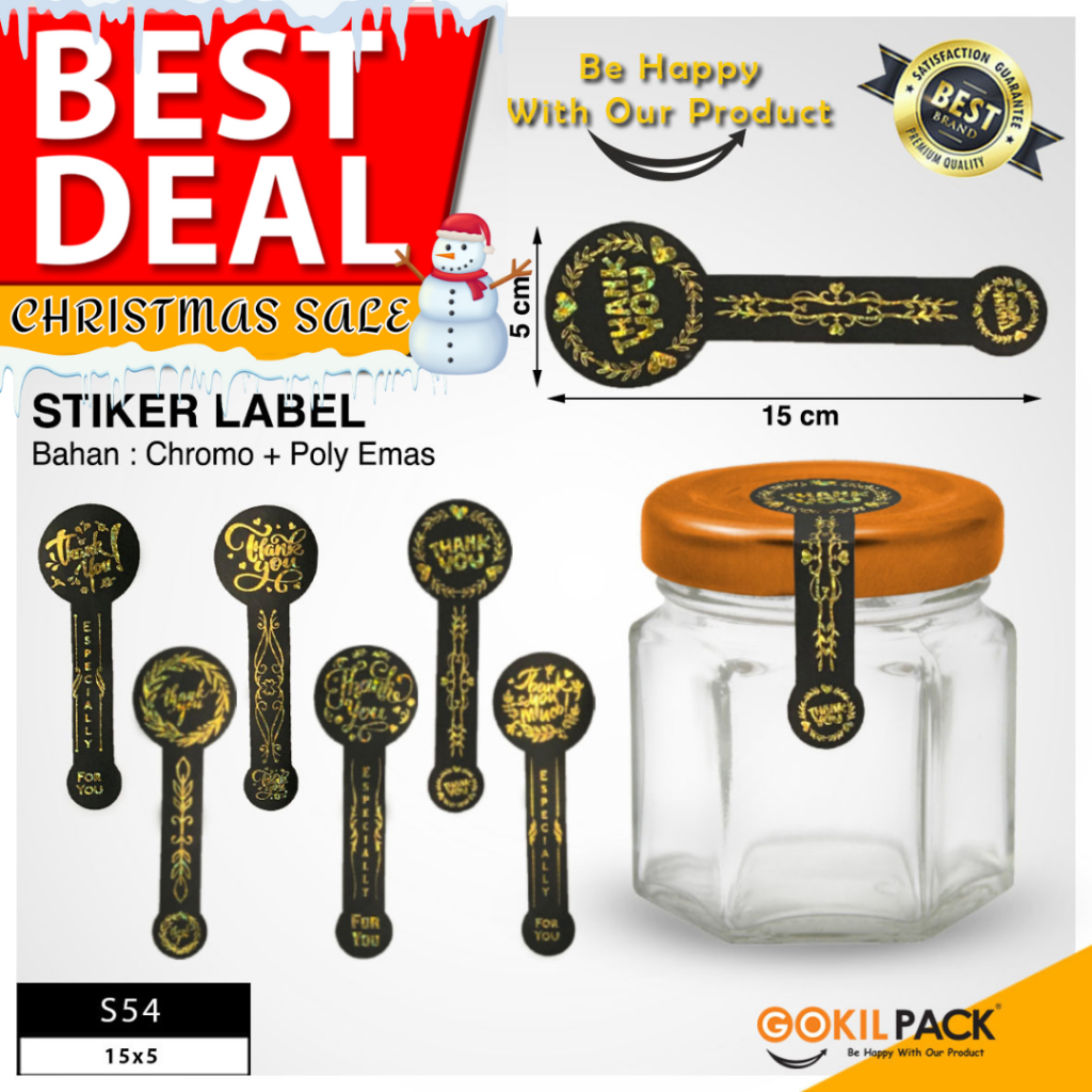 Jual Sticker Segel Box Thank you - Label Sticker Foil Emas - S54 ...