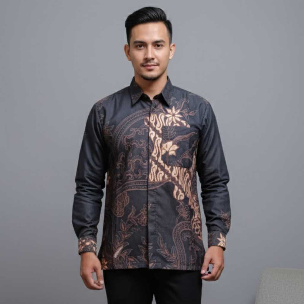 Jual Kemeja Lengan panjang MOTIF SOANG HITAM | Shopee Indonesia
