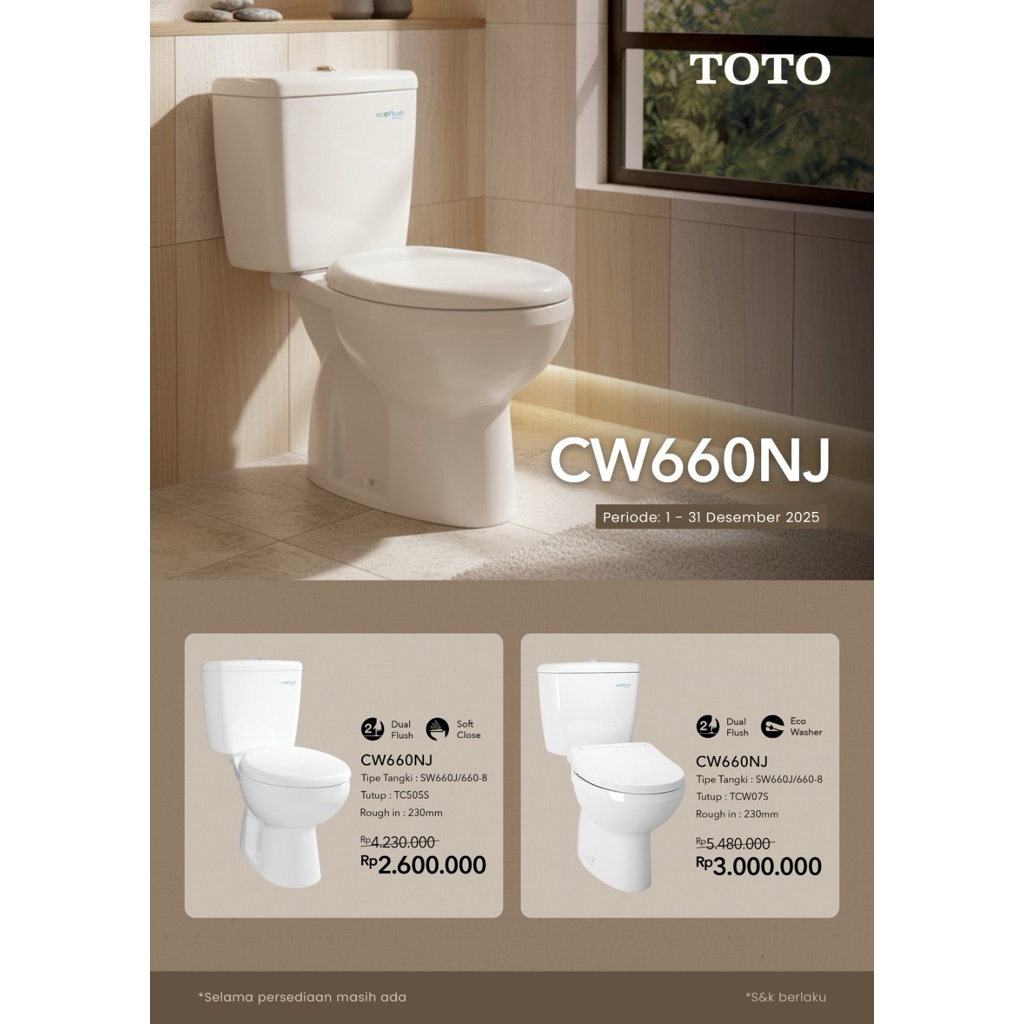 Jual TOTO CLOSET DUDUK CW 660 NJ / CW660NJ / SW660J / SW 660 J ...