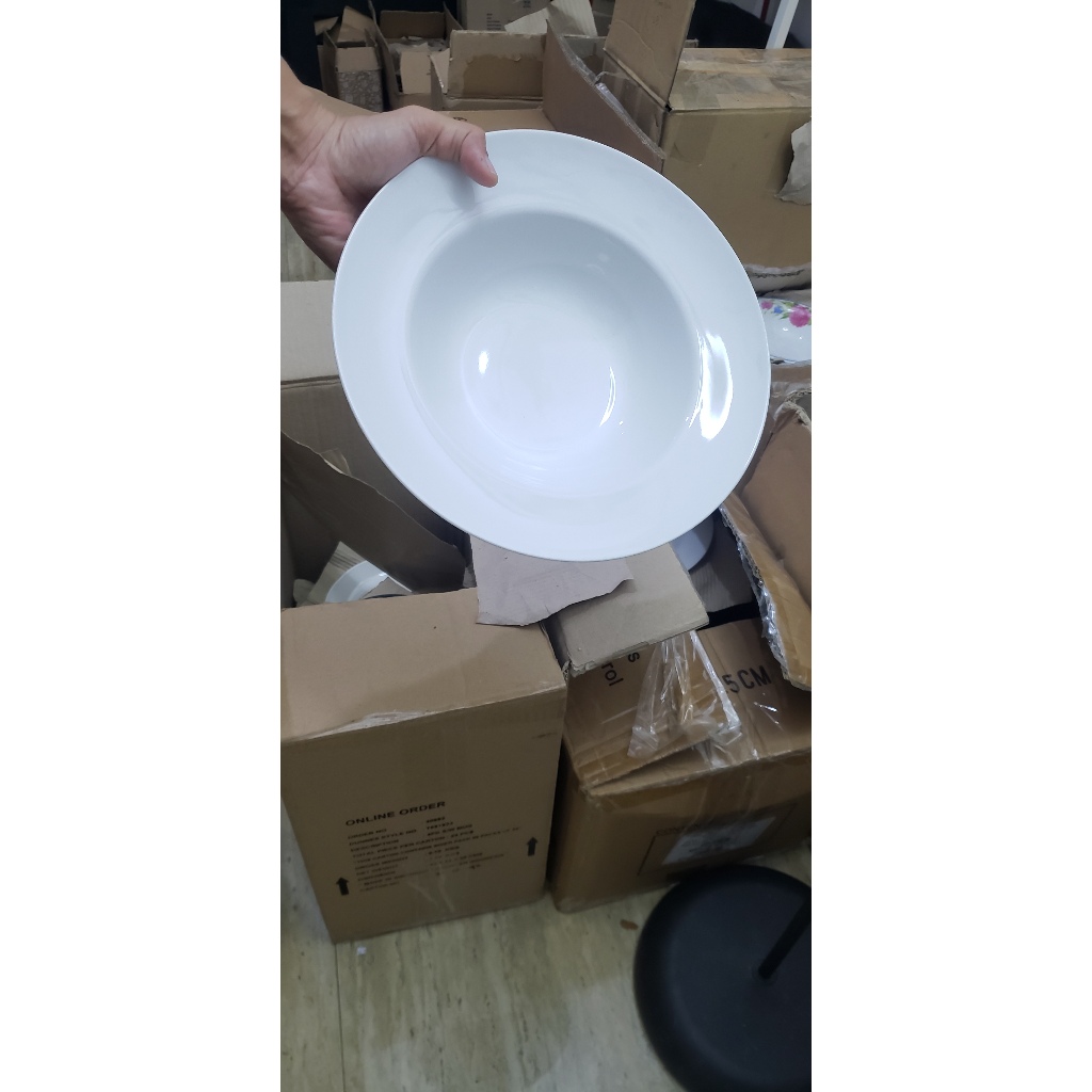 Jual piring makan bulat cekung putih polus keramik porselain by indo ...