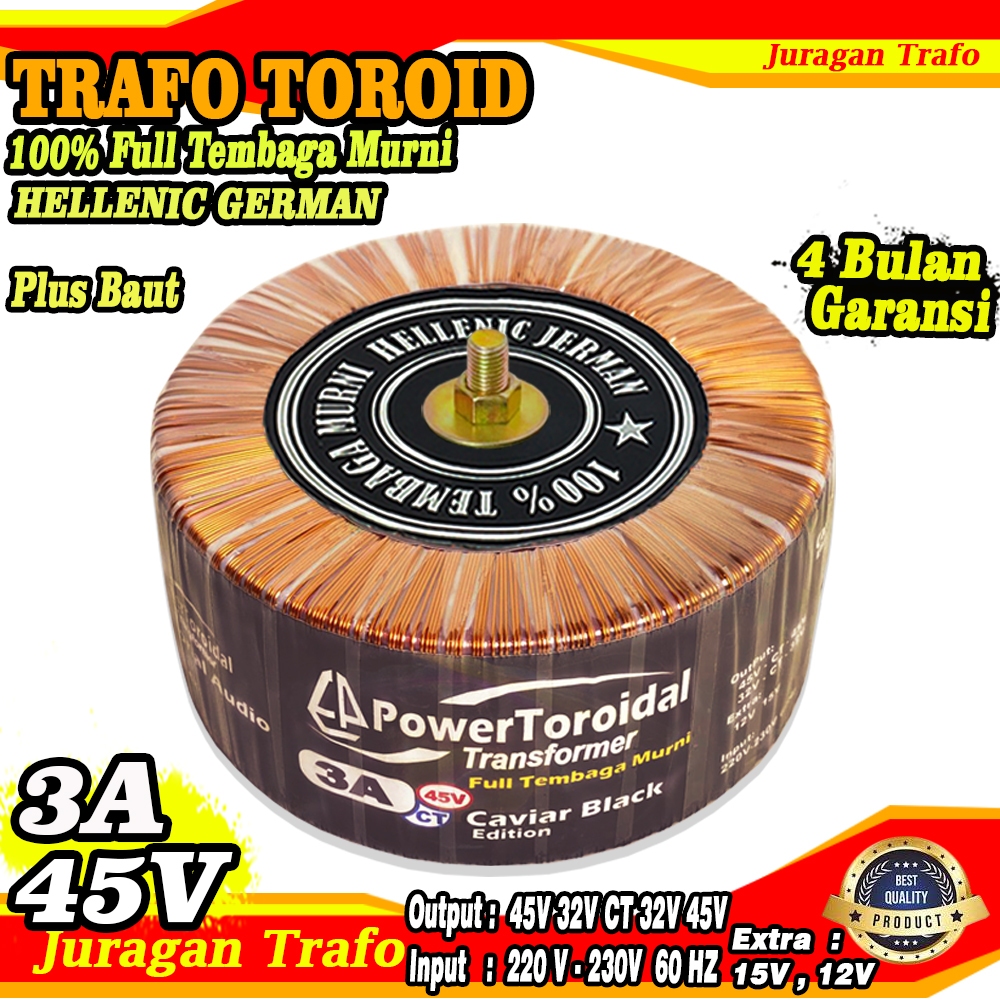 Jual Trafo Toroid Toroidal Transformer 3A (Trafo BESAR) 45V CT - 32V CT ...