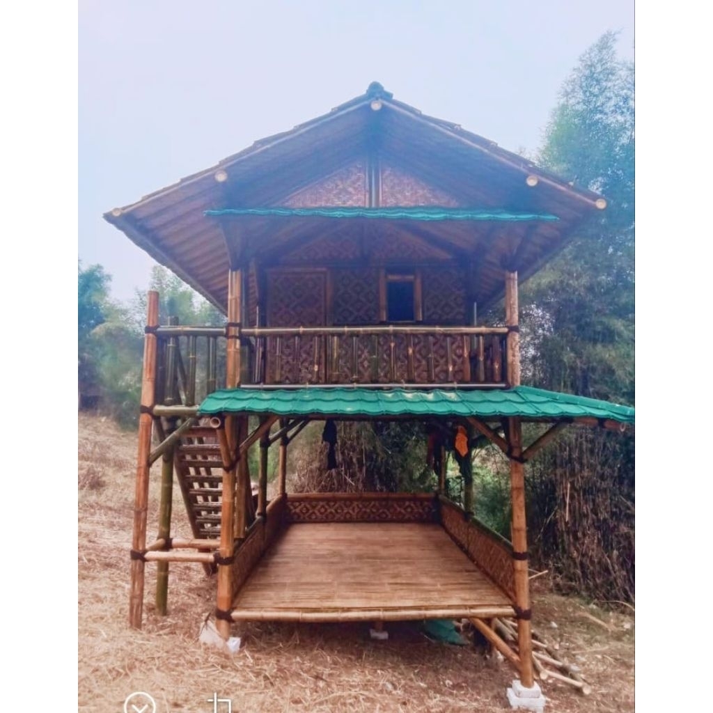 Jual vila bambu/rumah pondok bambu atap injuk dan baja siap huni ukuran ...
