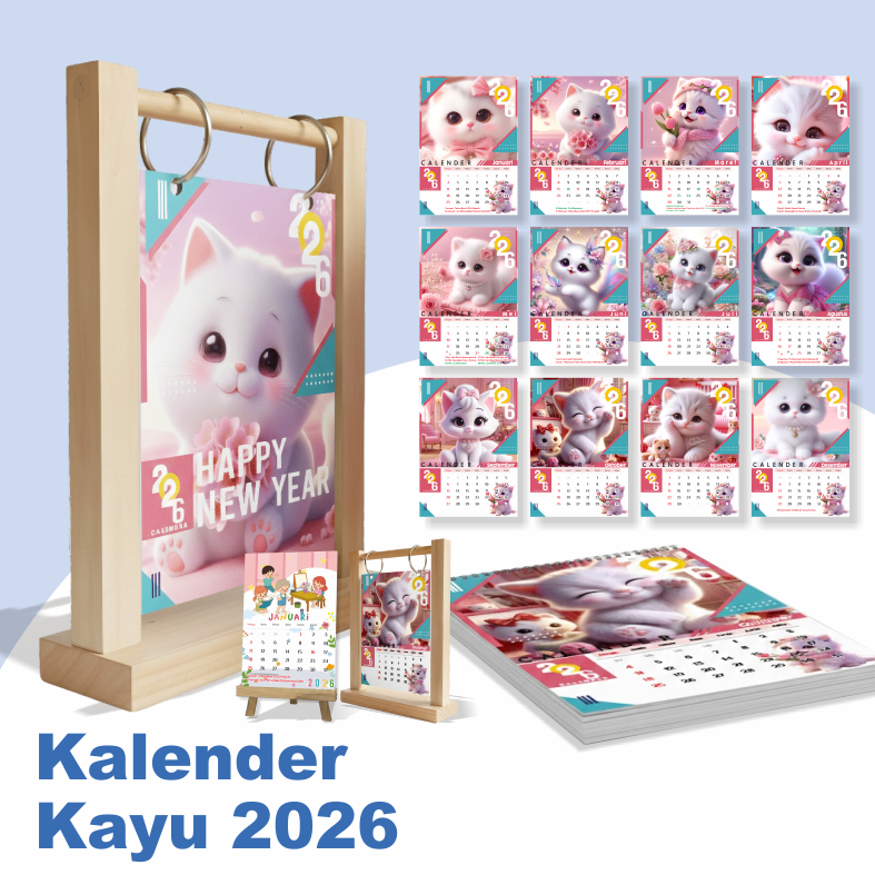 Jual Kalender 2026 Aesthetic Stand kayu model gantung kalender custom ...