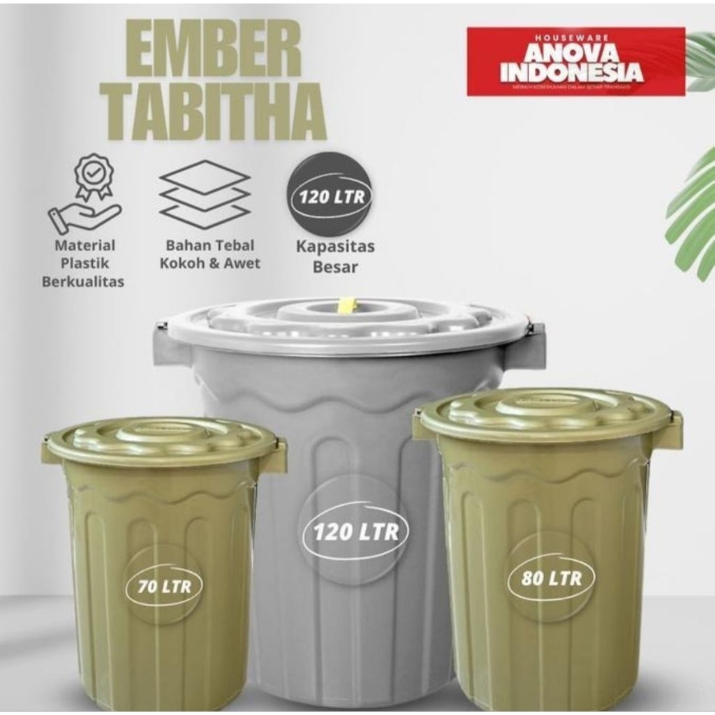 Jual Timba Air Plastik Tabitha Jumbo 70 / 80 / 120 Liter Plus Tutup ...
