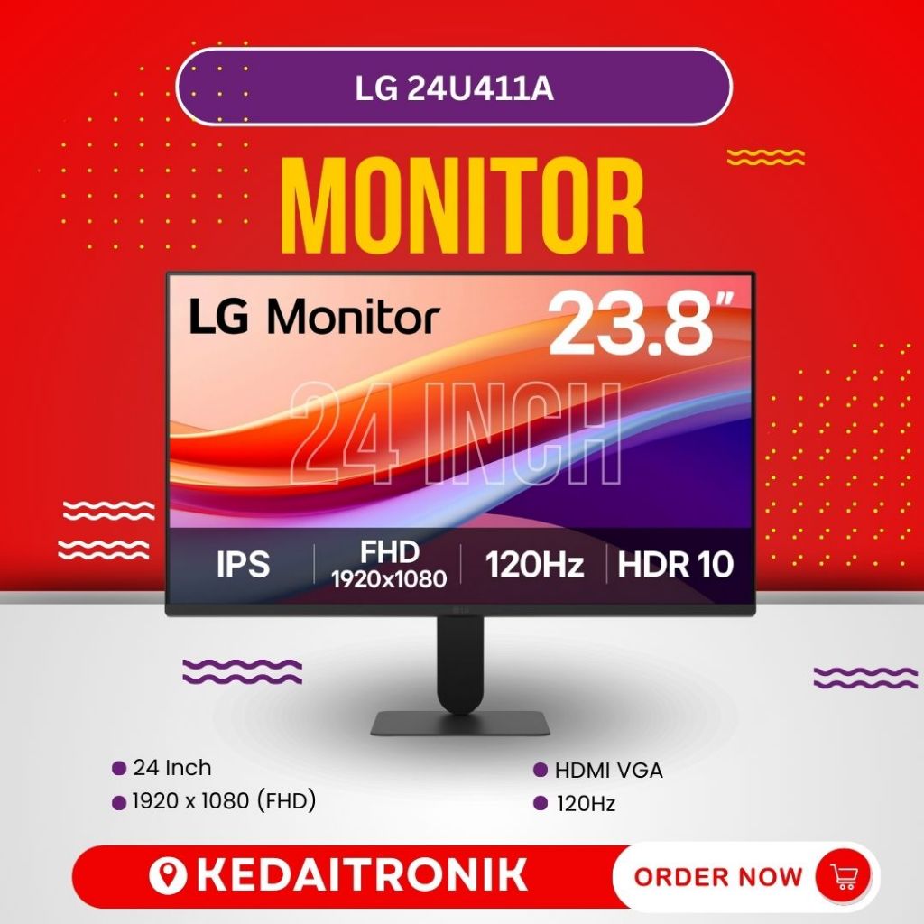 Jual LED Monitor LG 24U411A 24" IPS FHD 120Hz 1ms Dynamic Action Sync ...