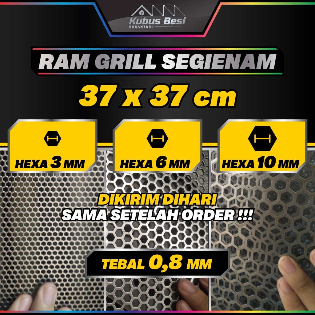 Jual Ram Grill - 37x37 cm - 3 mm, 6 mm, 10 mm Segienam/Hexagonal ...