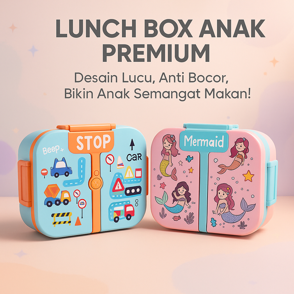 Jual Lunch Box Anak Motif Traffic Stop & Mermaid – Tempat Makan Anak ...