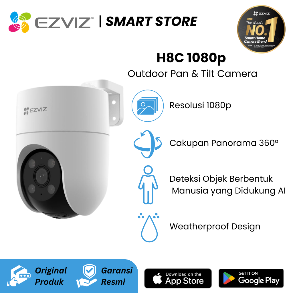 Jual EZVIZ CCTV H8C 2MP PAN & TILT WI-FI CAMERA OUTDOOR 1080P ORIGINAL ...