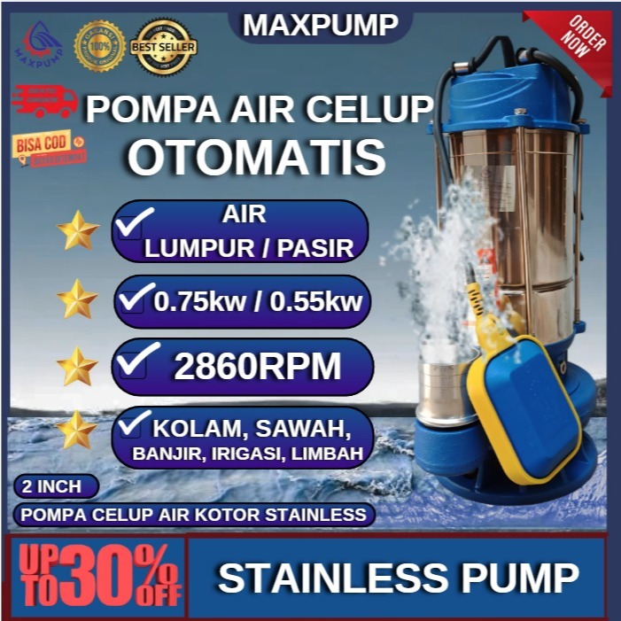 Jual MAXPUMP Pompa Celup Air Kotor Otomatis 2 Inch Stainless Steel ...